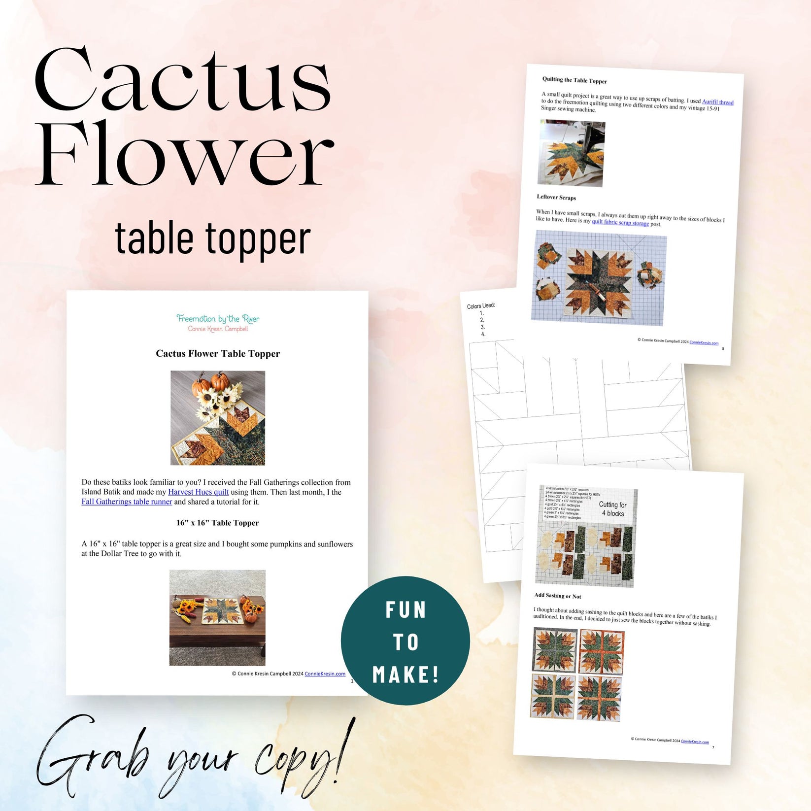 Cactus Flower Table Topper PDF – Connie Kresin Campbell