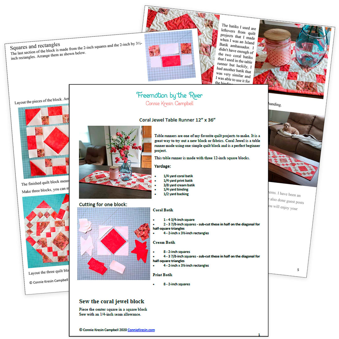 Coral Jewel Table Runner PDF – Connie Kresin Campbell