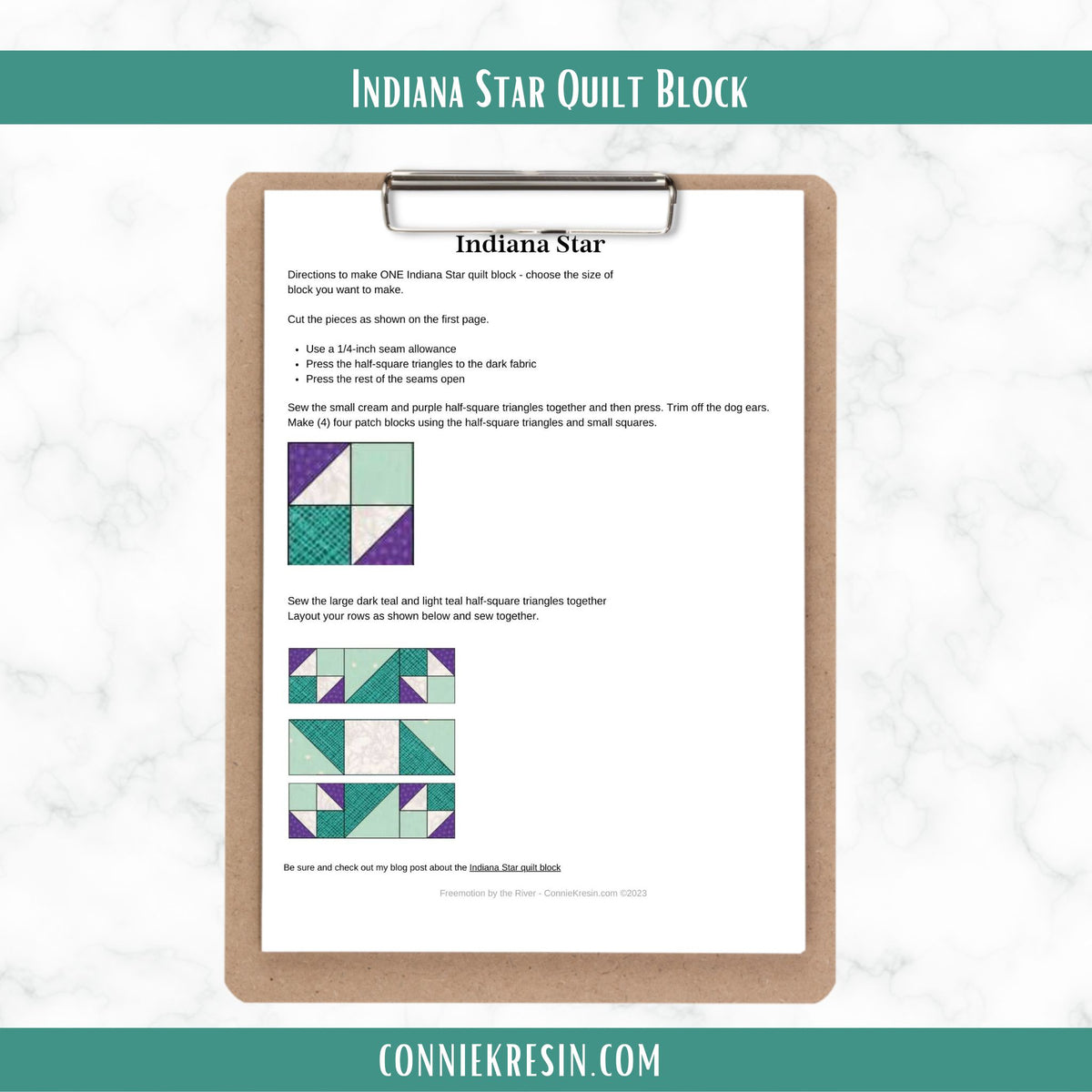 Indiana Star Quilt Block PDF – Connie Kresin Campbell