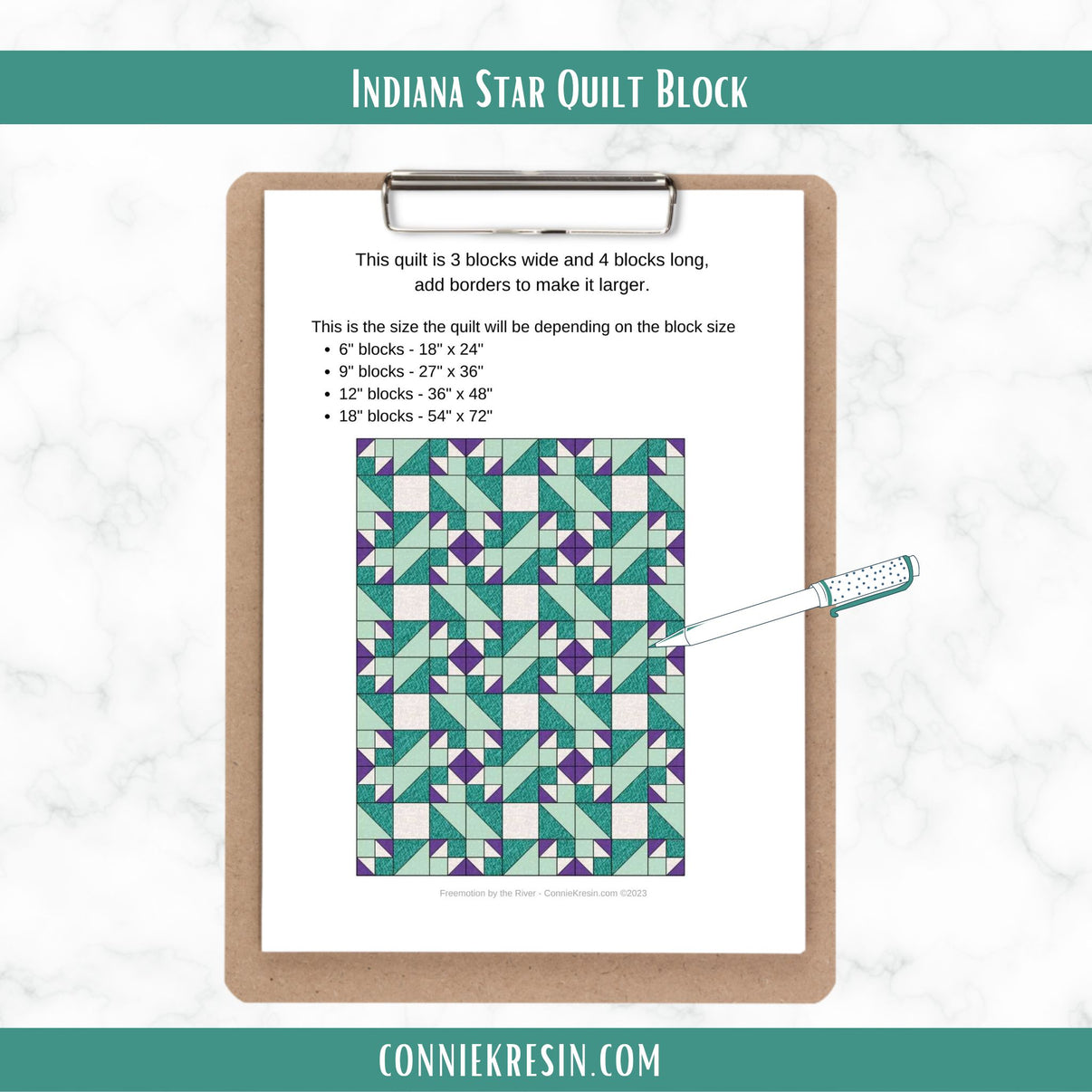 Indiana Star Quilt Block PDF – Connie Kresin Campbell