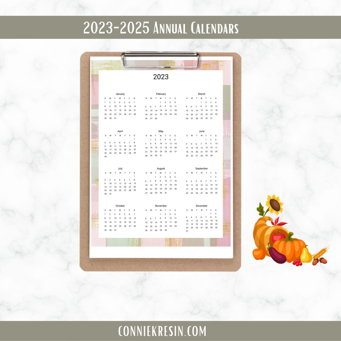 Printables Quilting Peach/Green Dated Calendar & Planner PDF – Connie ...